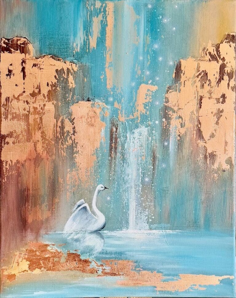 NEW Magic Swan - Acrylics, Structure Paste & Golden Leaf - PaintEvents.ch